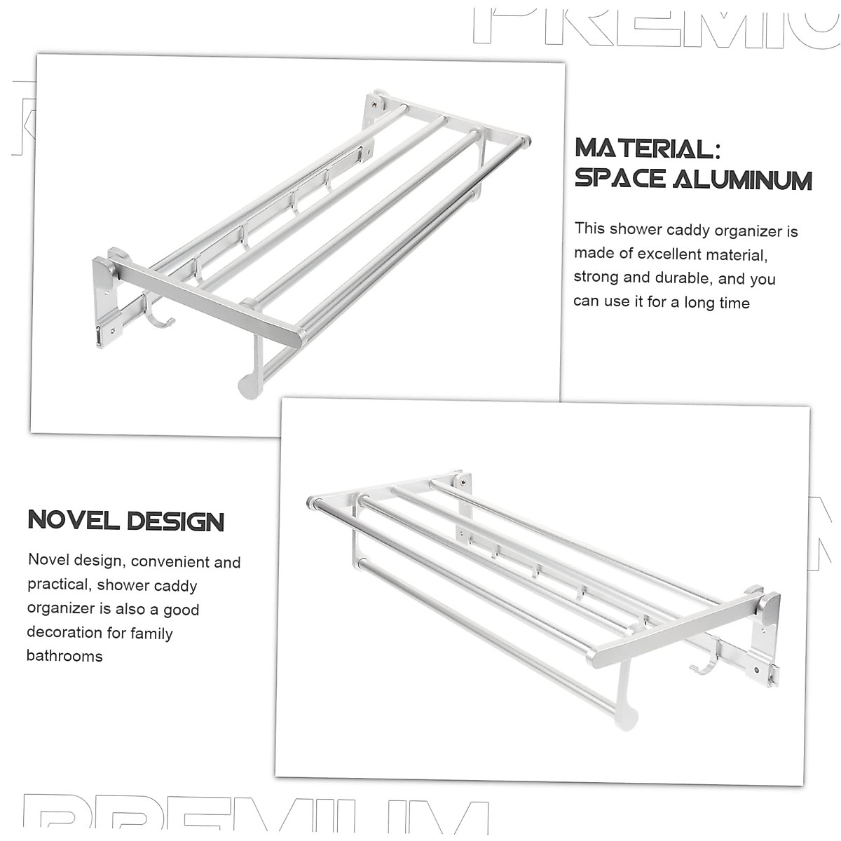GARVALON Bathroom Towel Rack Towel Holder Bathroom Toilet Storage Rack Bathroom Towel Shelf Foldable Towel Shelf Bathroom Shelf Organizer Towel Rod No Punching Hand Towel Space Aluminum