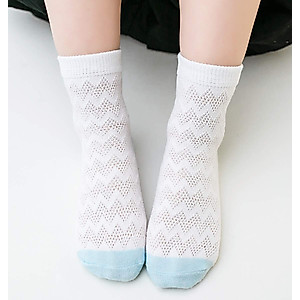 BEHELE Unisex Baby Socks Girl Boy Summer Toddler Infant Ankle Pointelle Eyelet Soft Cotton Thin Mesh Socks 5 Pairs 0-12T (M(3-5T))