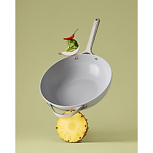 Caraway Non-Stick Stir Fry Pan - 12” Wok-Inspired Pan - Free From Forever Chemicals - High-Sloped Walls - Stainless Steel Handles - Cream