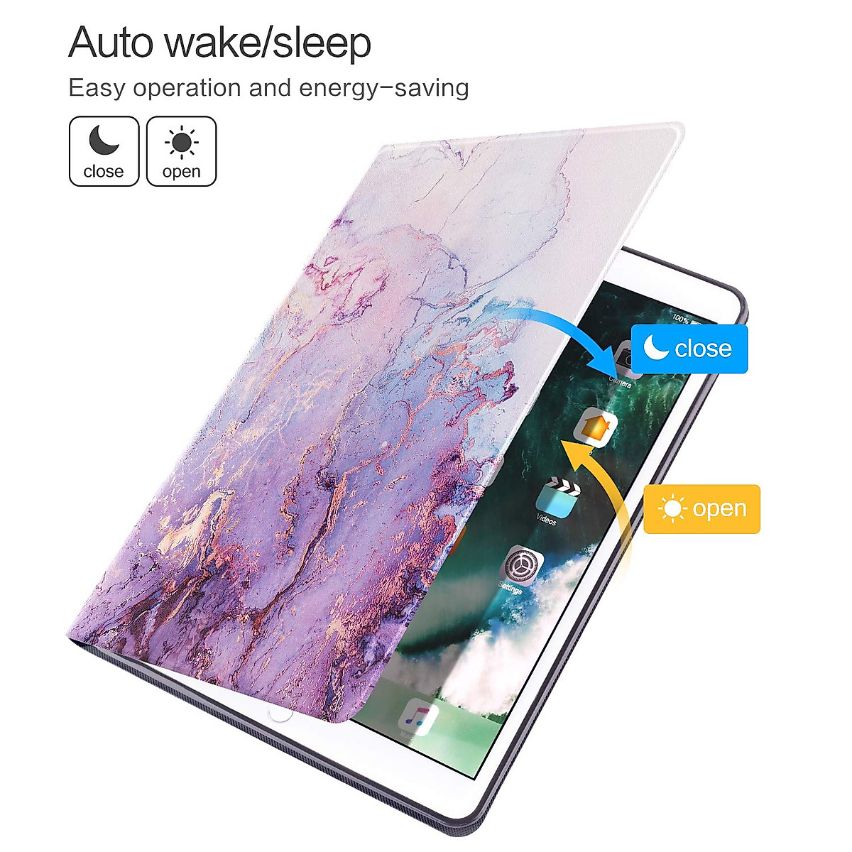 Vimorco Case for ipad 9.7 Inch 5th/6th Generation 2017 2018 /Ipad air 1/ Ipad Air 2 with Auto Wake/Sleep, Premium Leather Folio Stand Cover, Purple Marble