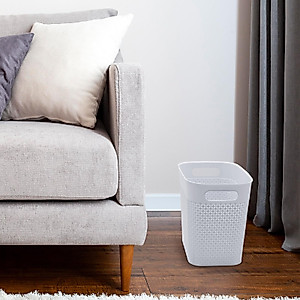 QPB Trash Can Plastic Trash Can Wastebaskets Garbage Bin Recycling Bin Slim Garbage Can Trash Bin with Handles for Narrow Space Bathroom Bedroom Laundry Home Kitchen Office (Large, Grey)