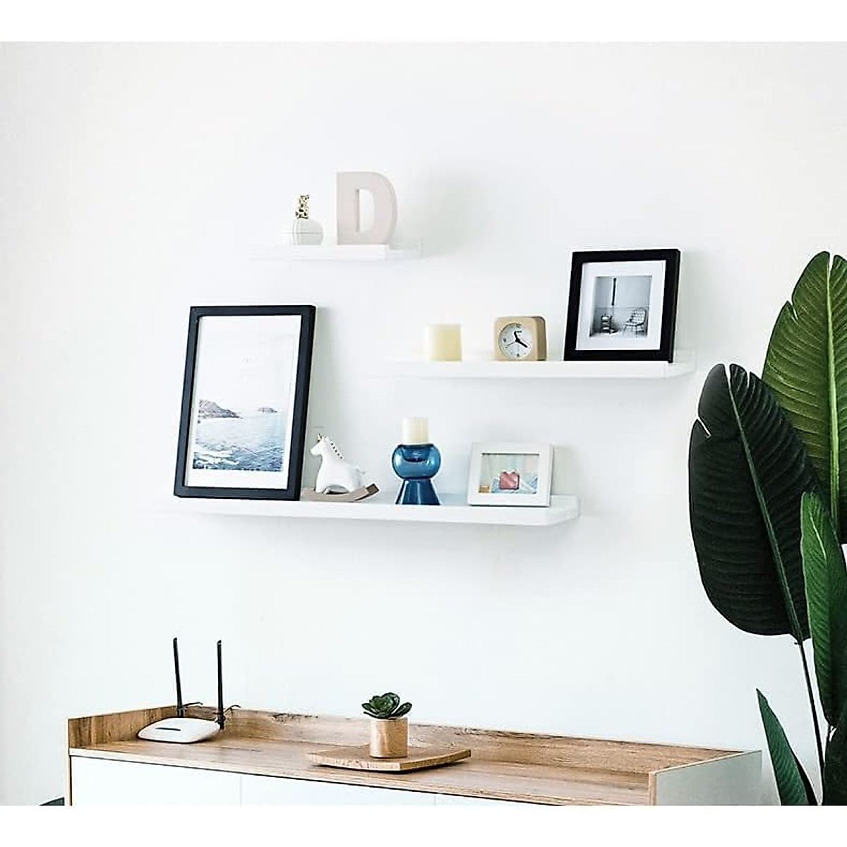 Recogwood 48 Inch Long Floating Shelves Wall Mounted, Solid Oak Wood Shelf for Storage, Modern Picture Ledge Shelf for Bedroom Living Room Bathroom Kitchen, 48 * 4 * 1.5 (1 Pack)