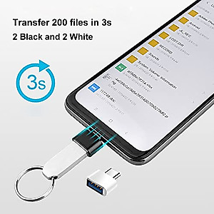 USB C to USB Adapter 4 Pack, USB Female to USB C Male OTG Adapter, USB C Adapter Compatible with MacBook Pro, Samsung Galaxy, Type-C Phones, Laptops, Tablets and More (2 Black and 2 White)