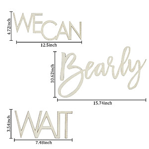 We Can Bearly Wait Sign Teddy Bear Baby Shower Decoration Backdrop Wooden Banner for Gender Reveal Party(Girl Boy Baby) Theme Party