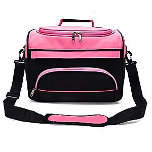 MAXPAND Small Hairdressing Tool Bag Hairdresser Bag with Shoulder Strap Cosmetics Beauty Hairstylist Bag Hair Makeup Salon Organizer Bag with YKK Zipper (PINK), 13.8" x 8.7" x 9.5"