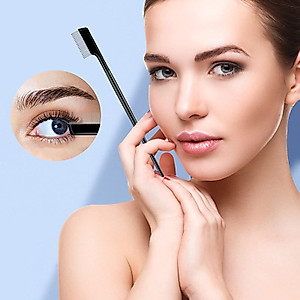 Eyelash Comb Dust2oasis Eyelash Separator Curler 2 Pcs, Eyelash Brush with Metal Teeth Mascara Separated Lash Comb, Eyebrow Brush Comb -Black