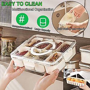 2 Pack Divided Serving Tray with Lid and Handle, 12 Compartments Snackle Box Charcuterie Container for Portable Snack Platters Clear Organizer for Candy Fruits Veggie Snacks Party Entertaining Picnic