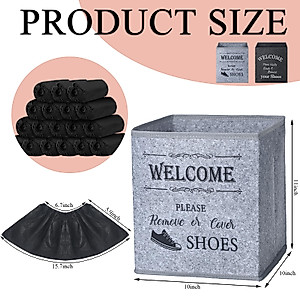 Yiyiring 2 Pcs Shoe Covers Box with 200 Pcs Disposable Non Slip Shoe Covers Booties Foot Covers Dispenser Holder Foldable Storage Box for Indoors Open House Supplies, 10 x 10 x 11 Inch(Black)
