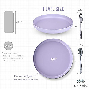 Bamboo Plates for Kids and Toddlers – 12 Pack Bamboo Toddler Plates & Stainless Steel Silverware Set – 8 Inch Bamboo Kids Plates – Eco-Friendly Kids Bamboo Plates – Dishwasher Safe