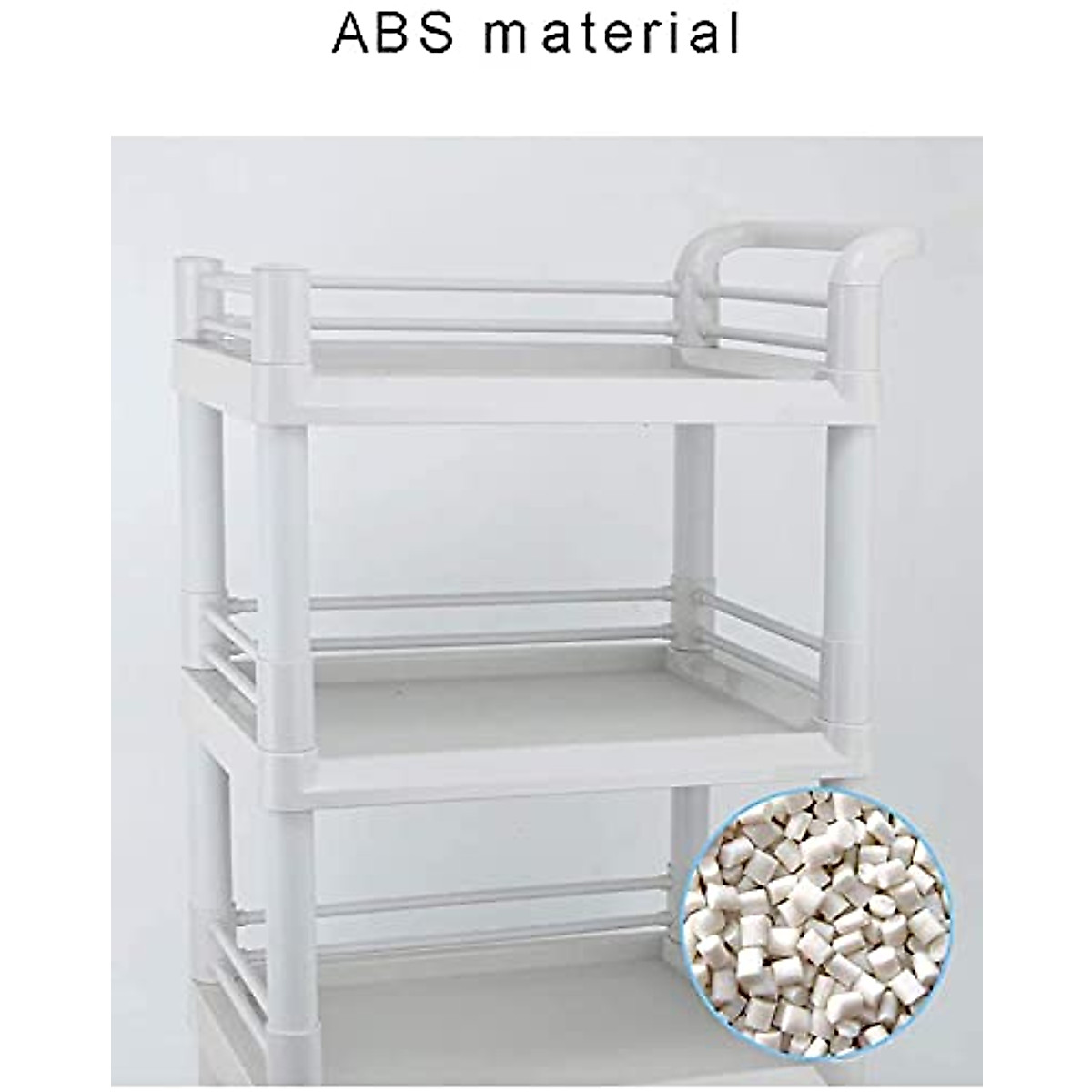 Medical Cart Kitchen Trolley Cart Island Rolling Serving Carts Salon SPA Beauty Hairdressing Rolling Trolley Cart with 2 Drawer and Adjustable Dirt Bucket | ABS Hospital Cart for Laboratory, Beauty Sa