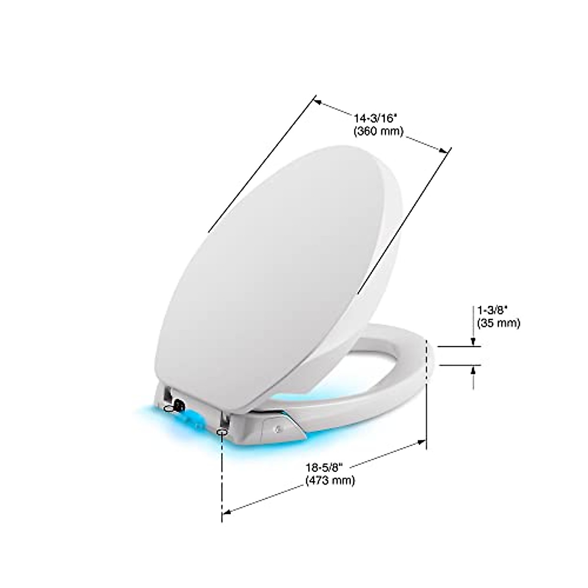 KOHLER 5588-0 Purefresh Elongated Nightlight, Grip-Tight Bumpers, Quiet-Close Release Hinges, Quick-Attach Hardware, No Slam Toilet Seat, White