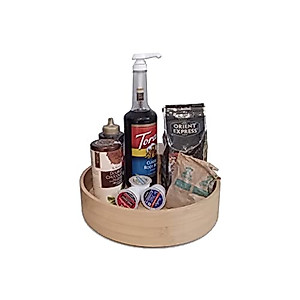 Coffee Syrup Rack- Rotating Syrup Bottle Holder- 9 Bottles Capacity Syrup Organizer-12 inches Lazy Susan for Bottle of Alcohol Oil Sauce- Spinning Tray for Cabinet Kitchen Restaurants Coffee Shops