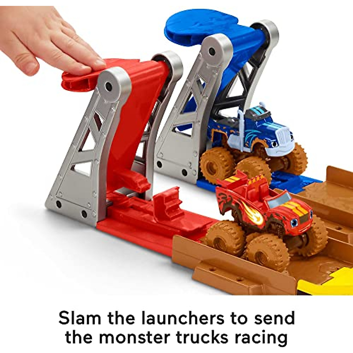 Fisher-Price Blaze and the Monster Machines Mud Pit Race Track Playset with 2 Toy Trucks & Slime