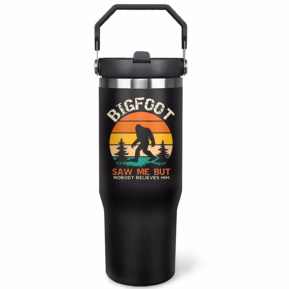 ysnifeiw 30oz Bigfoot Tumbler with Top Handle and Flip Straw Bigfoot/Sasquatch Gifts Cup for Dad Father's Day Birthday Christmas Gifts for Men