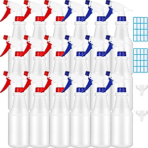 18 Pack Spray Bottles 16 Oz Plastic Spray Bottles Refillable Empty Spray Bottles Clear Spray Bottle with Label Funnels and Adjustable Nozzle Spray Bottle for Cleaning Solutions, Hair Spray