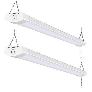 hykolity 2 Pack 4FT LED Shop Light Linkable, 120W 13000lm(400w Equivalent), 5000K Utility Shop Lights for Garages, Workshops, Basements, Hanging or FlushMount, with Power Cord and Pull Chain, ETL