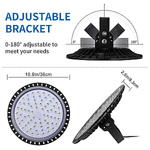 300W UFO LED High Bay Light lamp Factory Warehouse Industrial Lighting 30000 Lumen 6000-6500K IP54 Warehouse LED Lights- High Bay LED Lights- Commercial Bay Lighting for Garage Factory Workshop Gym