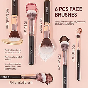 SIXPLUS Makeup Brushes Cosmetics Professional Essential 11-Piece Royal Golden Make Up Brush Set Kits with Makeup Bag and Pouch(Golden)