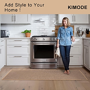 KIMODE Farmhouse Kitchen Runner Rugs 30"x70",Non-Slip Washable Runners for Kitchen Floor,Absorbent Beige Kitchen Mats for Floor,Hallway Runner Rug for Front Sink/Hallway/Laundry Room
