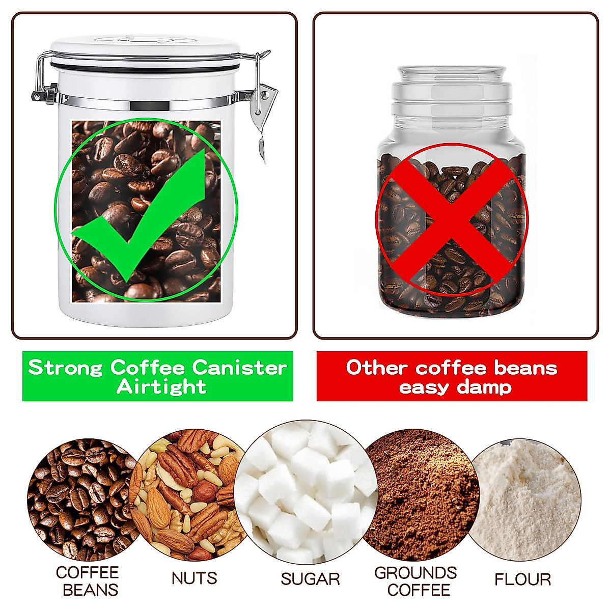 Bincoo Stainless Steel Coffee Containers 26oz, Coffee Canister for Ground Coffee, Airtight Coffee Container with Measuring Scoop