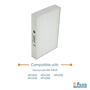Filter-Monster True HEPA Replacement Filter Value Combo Pack Compatible with Honeywell HRF-ARVP for HPA090, HPA100, HPA200, HPA250, HPA300 Air Purifier Series