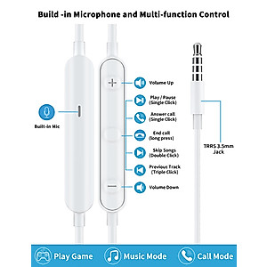 Wired Earbuds with Microphone, TITACUTE 3.5mm Wired Earphone Magnetic in-Ear Headphone Jack Stereo Audio for iPhone 6 iPad Samsung A14 A13 A03s S10e S10 Motorola One 5G Ace Moto G Stylus Power Android