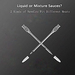 X-WLANG Premium Meat Injector, Marinade Injector Syringe with 2 Meat Needles for BBQ Grill Smoker, Turkey and Cooking 1-oz Capacity, 2 Stainless Needles, 1 Brush, Red