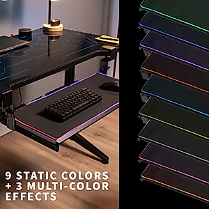 VIVO Large Height Adjustable Under Desk Keyboard Tray with RGB LED Light Mouse Pad, C-clamp Mount, 27 (33 Including Clamps) x 11 inch Slide-Out Platform Computer Drawer for Typing, Black, MOUNT-KB05GP