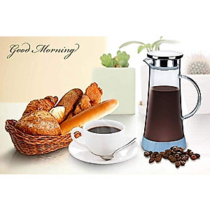 BOQO Glass Water Pitcher,50 Oz Carafe with Lid,Glass Water Jug with Particular Coaster and Brush,Glass Water Jar