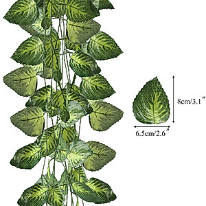 MHMJON Fake Vines, 12 Pack 84 Ft Artificial Hanging Vines Plants Faux Silk Greenery Grape Leaf Garland for Wedding Party Home Office Garden Outdoor Wall Decoration