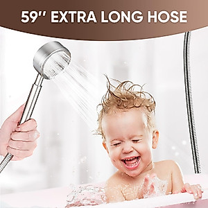 Handheld Shower Head Set High Pressure Stainless Steel High Flow Hand Shower Head with 59 Inch Hose and Bracket Brushed Finish