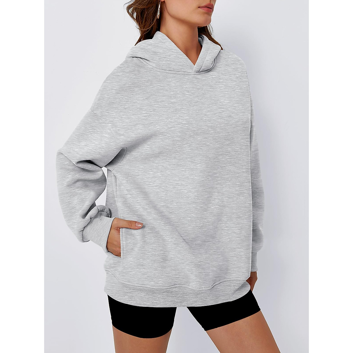 Trendy Queen Womens Oversized Hoodies Fleece Hooded Sweatshirts Comfy Casual Pullover Fall Winter Outfits Long Sleeve Tops Grey M