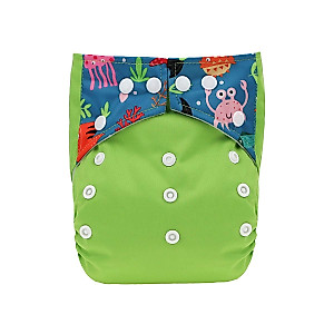 Hi Sprout One Size Adjustable Washable Reusable Pocket Cloth Diapers for Baby Girls and Boys 2pcs,Wonderland