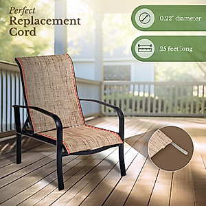 Jejavu 25' Foot .22 Vinyl Sling Spline Outdoor Patio Pool Furniture Repair or Replacement Awning Cord for Sling Chair