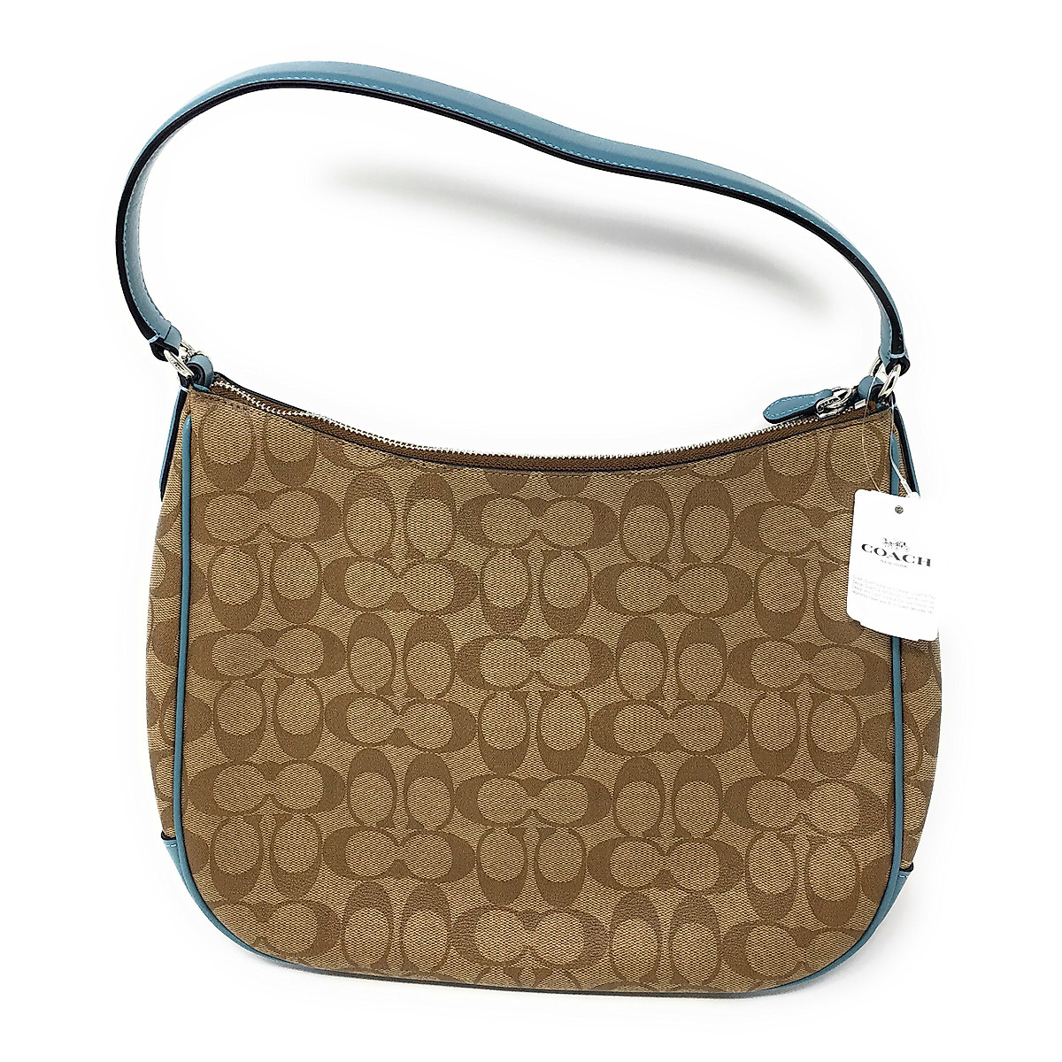 Coach F29209 ZIP SHOULDER BAG IN SIGNATURE CANVAS CYAN