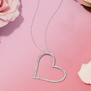 Ross-Simons 0.10 ct. t.w. Diamond Heart Pendant Necklace in Sterling Silver. 18 inches