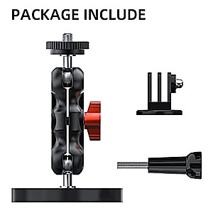 SUREWO Magnetic Camera Mount with Mini Universal Head, Magnetic Mount Base Stand with 1/4"-20 Thread Compatible with GoPro Hero 12 11 10 9 8 7 6 5 Black,D JI Osmo Action 4/3,AkASO and More