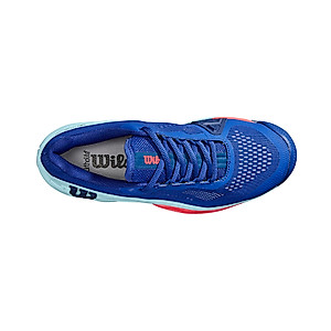 WILSON Women's Rush Pro 4.0 Sneaker, Blue/Cooling Spray/Diva Pink, 7.5