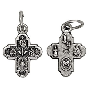 ½" Genuine Italian 4-Way Cross Pendant | Pack of 10 | Beautiful Silver Charm | Simple and Detailed Pendant | Christian Jewelry