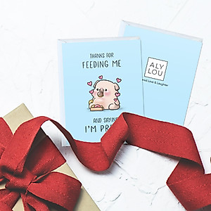 ALY LOU Anniversary Card, Birthday Card, Her Him/Girlfriend Wife/Husband Boyfriend, Friendship Thank You Kawaii Greeting Card (Thanks For Feeding Me ...)