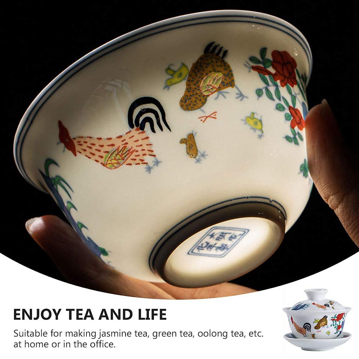 DOITOOL China Traditional Teacup Ceramic Chinese Tea Cup Porcelain Tea Bowl Gaiwan Teacup with Lid and Saucer Teapot Teaware for Home Tabletop Decor White