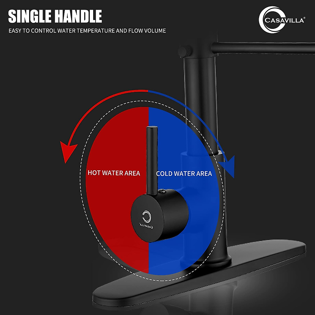 Casavilla Kitchen Faucet Set, Black Kitchen Sink Faucets with Pull Down Sprayer and Soap Dispenser, Single Handle Stainless Steel Faucets for Kitchen Sinks, Farmhouse Kitchen Faucets with Deck Plate