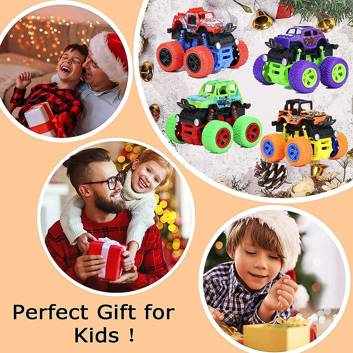 JAFATOY 2 Pack Monster Trucks Toys for Boys, Pull Back Cars Monster Toy Trucks for Toddlers Toy Cars for 1-12 Years Old Boys Girls Great Car Toy Gift for Kids