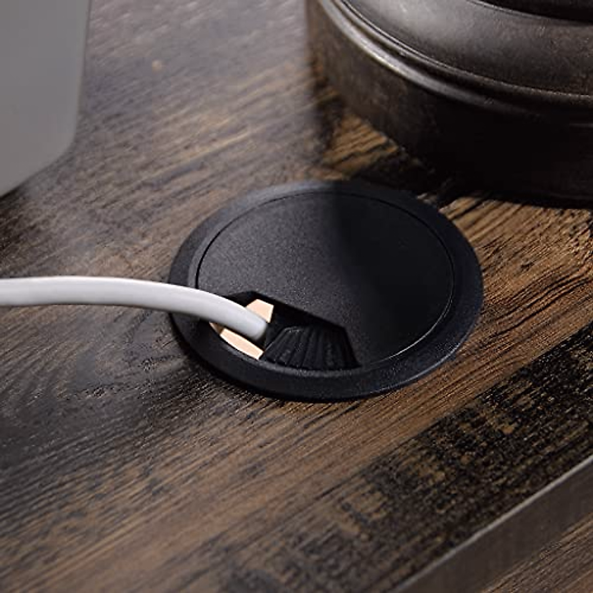 Sauder Steel River L-Shaped Desk, L: 59.84" x W: 57.32" x H: 29.53", Carbon Oak Finish