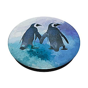 Beautiful Penguin Watercolor Mint Teal Purple Art PopSockets Grip and Stand for Phones and Tablets