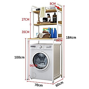 BKGDO Washer Storage Frames Floor Standing Punch Free Suitable for Over Toilet,Storage Rack Above The Washinghine in The Bathroom,Balcony,Laundry Cabinet,3-Layer Drum Washinghine Rack/184Cm/184Cm