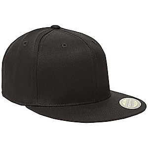 Flexfit Original Blank Flatbill Premium Fitted 210 Hat Cap Flex Fit Flat Bill Large/Xlarge - Black