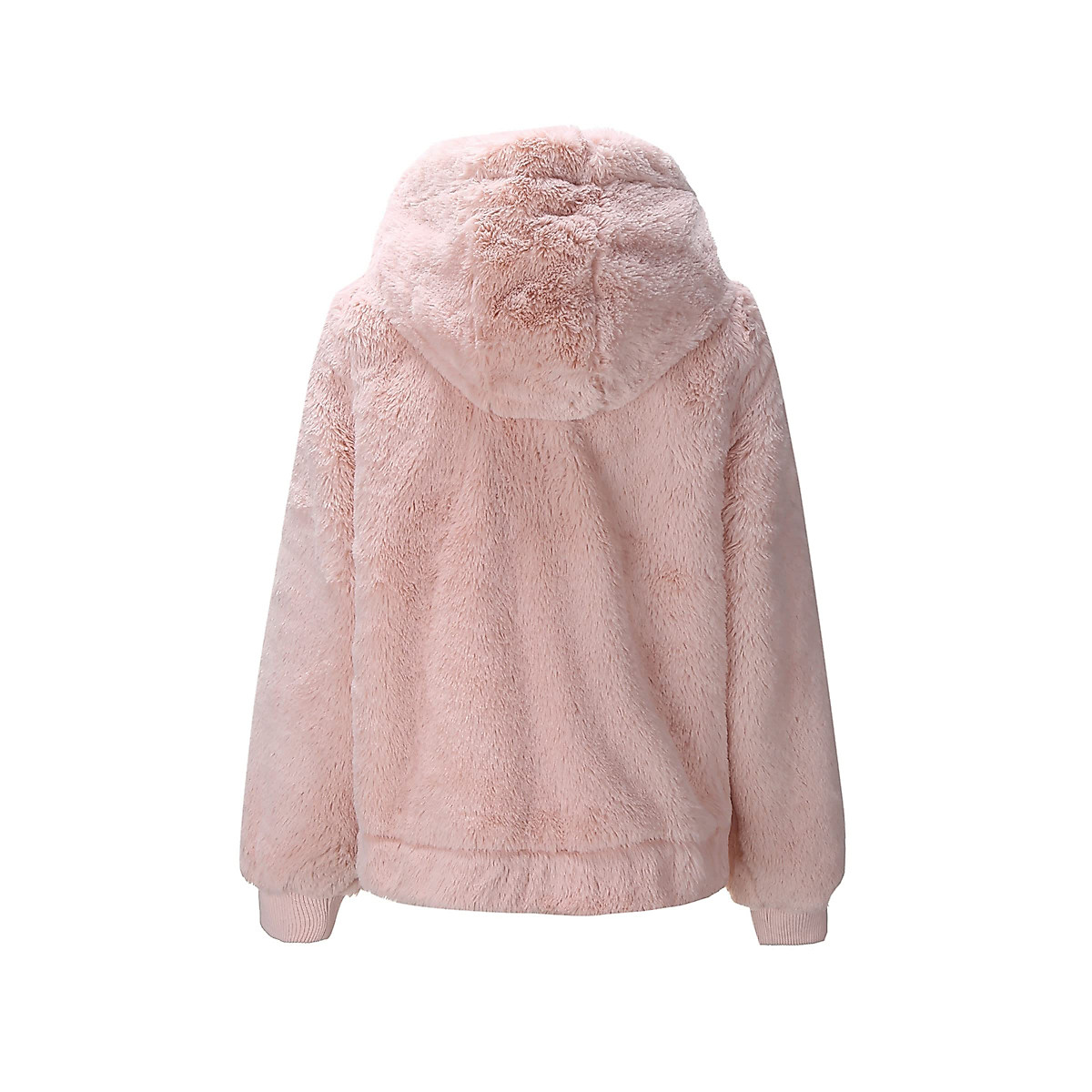 Bellivera Women Faux Fur Coat Spring Clothes Winter The Fluffy Fuzzy Short Shearling Jacket with Hood 1712014 Pink L