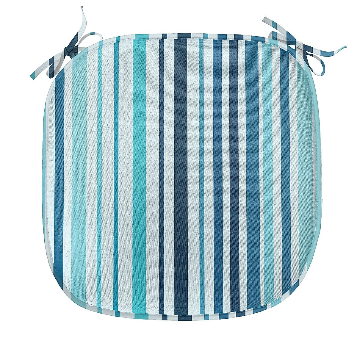 Ambesonne Abstract Chair Seating Cushion Set of 4, Vertical Striped Pastel Toned Color Bands Lines Background Nautical Design, Anti-Slip Seat Padding for Kitchen & Patio, 16"x16", Sky and Dark Blue