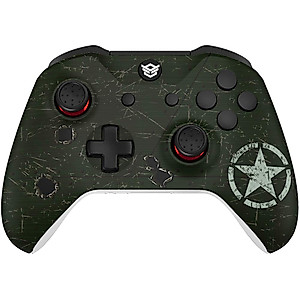 HexGaming Custom Esport Blade Controller 2 Paddle Buttons & Interchangeable Thumbsticks & Triggers Stop Compatible with Xbox Series X/S Custom Controller PC Wireles FPS Gaming Gamepad - WWII US